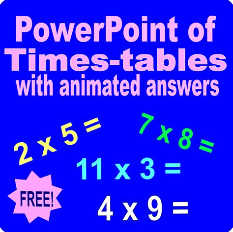Powerpoint Of Times Tables Multiplication Tables With Answers