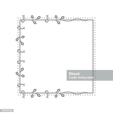 추상 검정 심플한 라인 스퀘어 와 잎 잎 프레임 꽃 낙서 윤곽 윤곽 요소 벡터 디자인 스타일 스케치 고립 된 일러스트 용 결혼식 및 배너 0명에 대한 스톡 벡터 아트 및