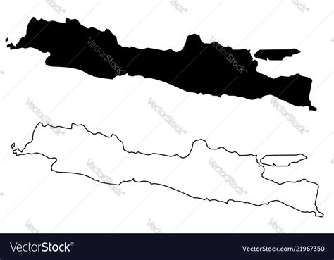Java Island Map Royalty Free Vector Image Vectorstock
