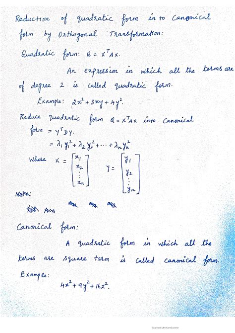 Reduce Quadratic Into Canonical Form Advanced Calculus And Complex