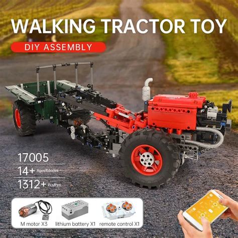 Tech Moc Rc App Motorized Farm Tractor Building Blocks
