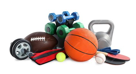 Set Of Different Sports Equipment On White Background Premium Photo