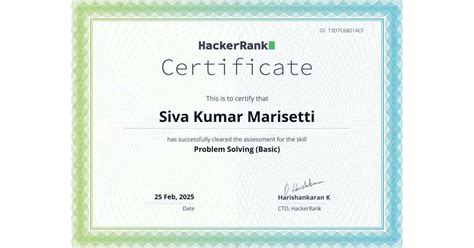 Hackerrank Skill Certificate Siva Kumar Marisetti