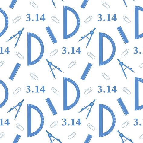 템플릿 손으로 그린 그림에서 수학 상수 또는 구운 파이가 포함된 파이 데이 원활한 패턴 프리미엄 벡터