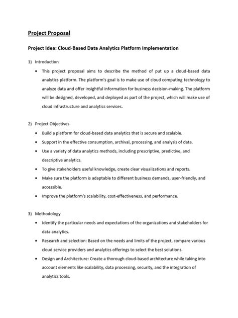 cloud based data analytics platform implementation project proposal pdf cloud computing