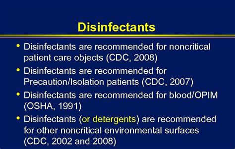 Efficacy Selection And Use Of Disinfectants And Detergents