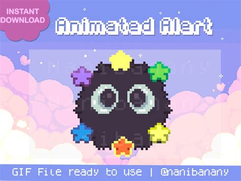 Kawaii Pixel Animated Soot Sprite Alert Overlay Decoration Raid Follower Sub Sleepy