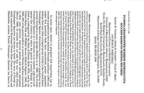 Pdf Florida Grasshopper Sparrow Reproductive Success Based On Nesting