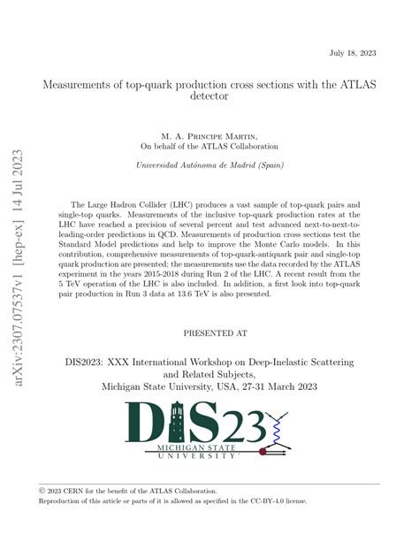 Pdf Measurements Of Top Quark Production Cross Sections With The Atlas Detector