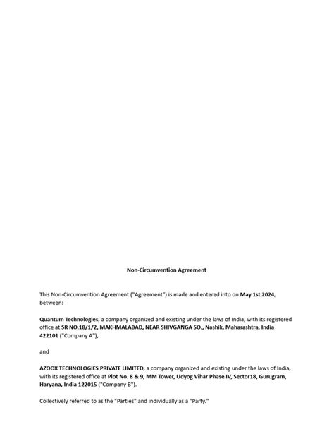 Updated Non Circumvention Agreement Pdf Project Management Arbitration