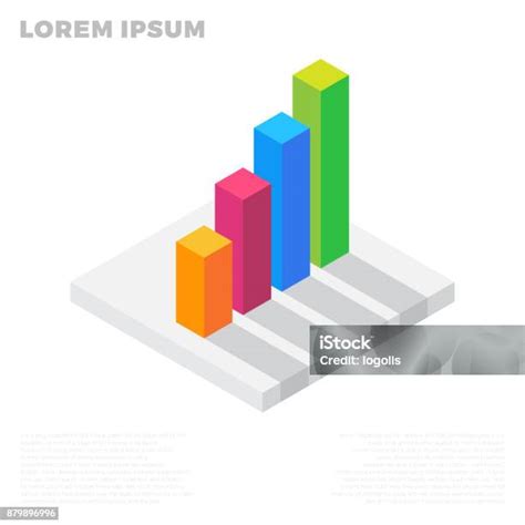 성장 그래프 차트 시장 성공 등각 투영 평면 아이콘 바 재고 3 차원 벡터 화려한 그림입니다 그림을 흰색 배경에 고립 0명에 대한 스톡 벡터 아트 및 기타 이미지 Istock