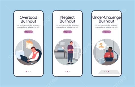 Burnout Types Onboarding Mobile App Screen Flat Vector Template Banner