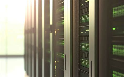 Server Racks In A Data Center With Green Lights Premium Ai Generated Image