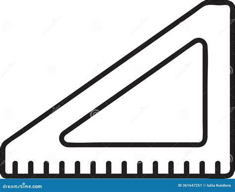Simple Black And White Line Drawing Of A Triangular Ruler With A Scale Useful For Measuring