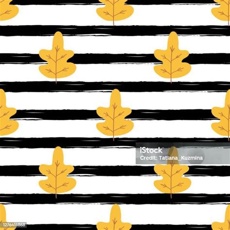 검은 색 스트로크 배경에 노란색 단풍 심플한 가을 매끄러운 패턴 가을 끝없는 일러스트 가리기에 대한 스톡 벡터 아트 및 기타 이미지 가리기 가을 가을 단풍 Istock