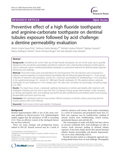 Pdf Preventive Effect Of A High Fluoride Toothpaste And Arginine Carbonate Toothpaste On