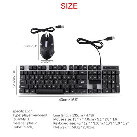 Pc Gamer Led Gaming Keyboard And Mouse Set Wired K Grandado