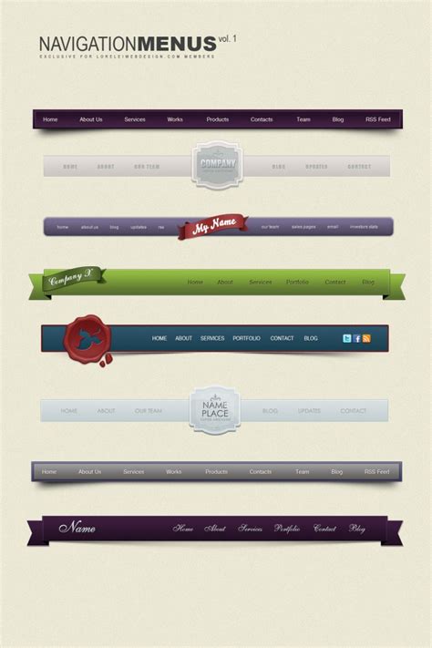Premium Download Navigation Menus Design Volume 1 Lorelei Web Design