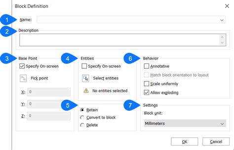 block definition dialog box bricscad bricsys help center
