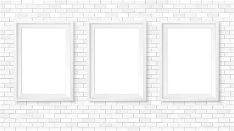 벽에 프레임 포토프레임 모형 비즈니스 디자인을위한 간단한 빈 프레임 벽돌 벽 그림 그림 포스터 레터링 또는 사진 갤러리에 설정된