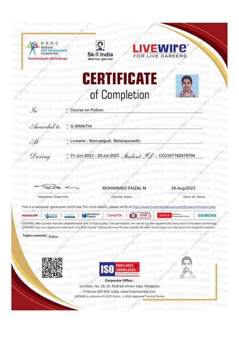 Srinithi Govindaraj On Linkedin Python Certification Livewirecadd