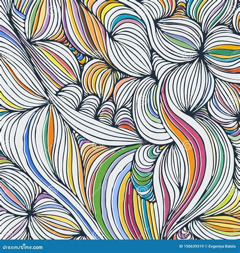 Vector Coloring Pattern Curved Lines Black And White Grunge Background Stock Vector