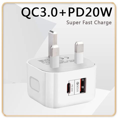 Pd W Fast Chargr Head Type C Usb Dual Port Fast Charging British Regulation For Qc