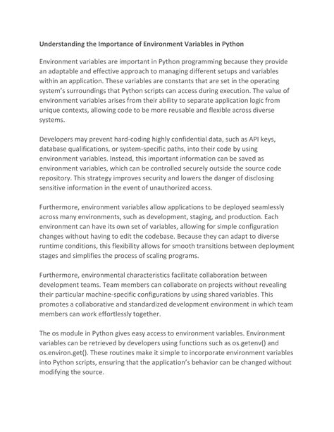 Python Environment Variables A Step By Step Tutorial For Beginners Pdf Programming Languages