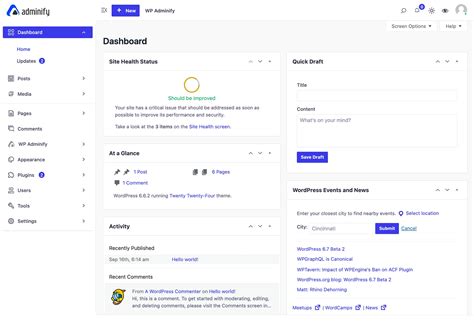 Wordpress Custom Dashboard Plugin Wp Adminify