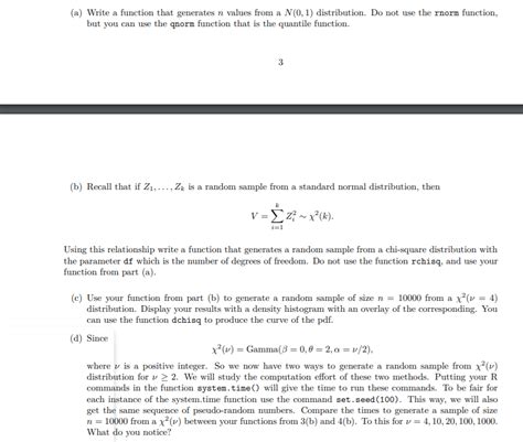 Solved A Write A Function That Generates N Values From A Solved A Write A Function That Generates N Values From A