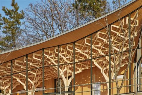 Tree Like Columns Show The Craftsmanship Inside This Riverside Pavilion