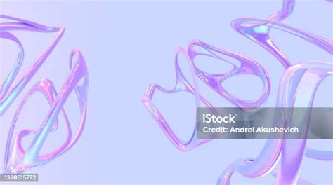 그라데이션 네온 텍스처 추상적 기하학적 배경 진주색색체 형태 유리 또는 유체 무지개 빛깔의 디자인 요소 현대적인 벽지 3d 렌더 일러스트가 있는 3d 홀로그램 보라색 모양