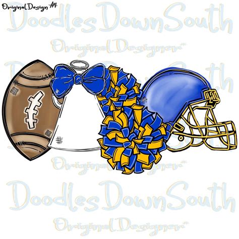 Football Helmet Cheer Pompoms Bow Megaphone Dtf Sublimation Png