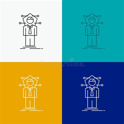 Business Connection Human Network Solution Icon Over Various Background Line Style Design