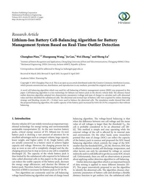 Pdf Research Article Lithium Ion Battery Cell Balancing Journals Mpe