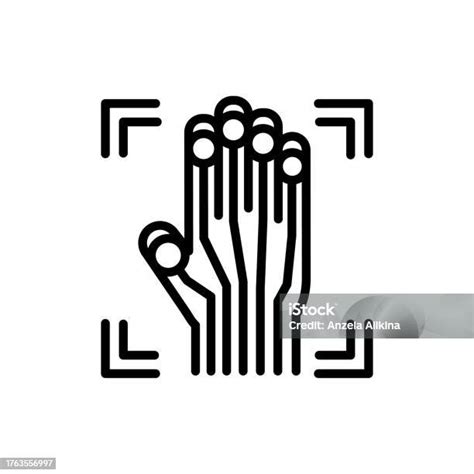 팜 프린트 스캔은 보안 액세스 색상 라인 아이콘을 제공합니다 감지기에 대한 스톡 벡터 아트 및 기타 이미지 감지기 개념