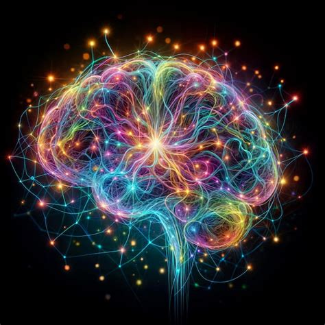 Premium Photo A Glowing Abstract Brainlike Structure With Colorful Branching Neural Pathways