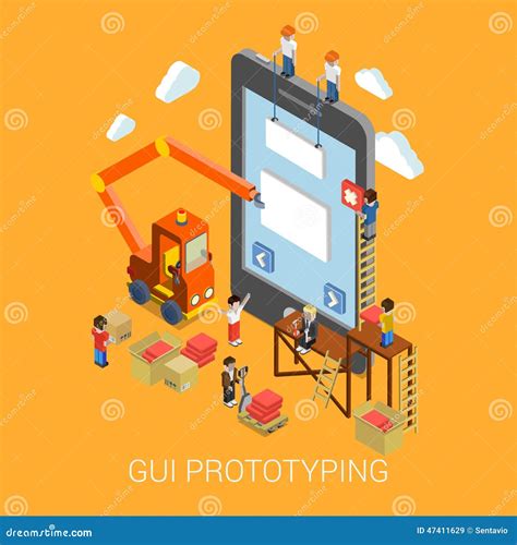 flat 3d mobile gui interface prototyping web infographic stock vector illustration 47411629