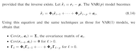 Time Series Var P Model Covariances And Moment Equation Cross Validated