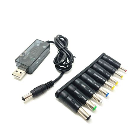 Qisuw USB DC Boost Converter Cable 5V To 9V12V Adjustable Voltage Led 8pcs DC Jacks Walmart Com