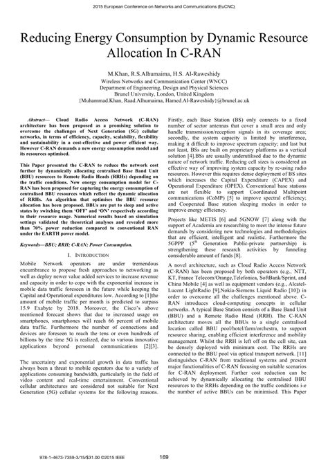PDF Reducing Energy Consumption By Dynamic Resource Allocation In C RAN