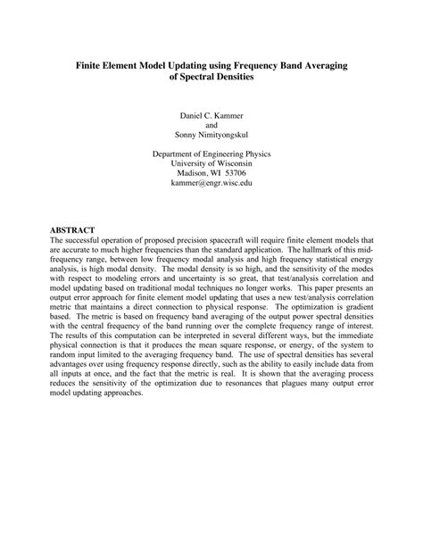Pdf Frequency Band Averaging Of Spectral Densities For Updating