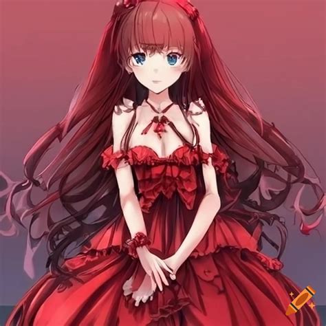Anime Girl Wearing Red Dress
