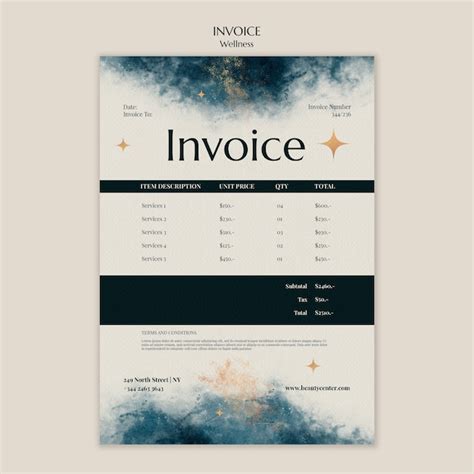 미용 및 스파 센터 청구서 템플릿 무료 Psd 파일