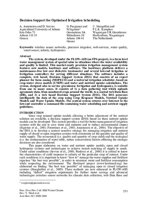 Pdf Decision Support For Optimised Irrigation Scheduling