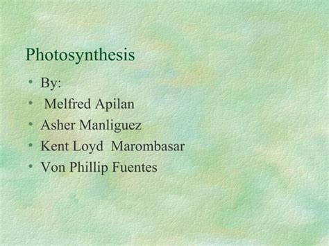 Photosynthesis Ppt