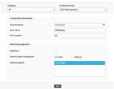 Managing A SAP Web Dispatcher Component