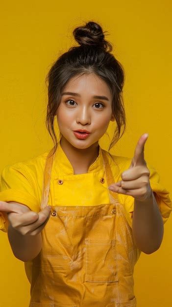Premium Photo A Woman Wearing A Yellow Shirt That Says She Is