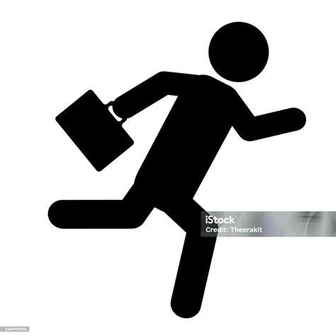 서류 가방 아이콘과 함께 달리는 사업가 서류 가방 기호가 있는 사람 사업가 달리기 상징 플랫 스타일 0명에 대한 스톡 벡터 아트 및 기타 이미지 Istock