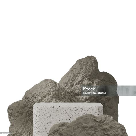 정사각형 회색 암석에서 곡선 블록 테라조 연단의 3d 투명 배경 렌더링 3차원 형태에 대한 스톡 사진 및 기타 이미지 3차원 형태 각도 강단 Istock
